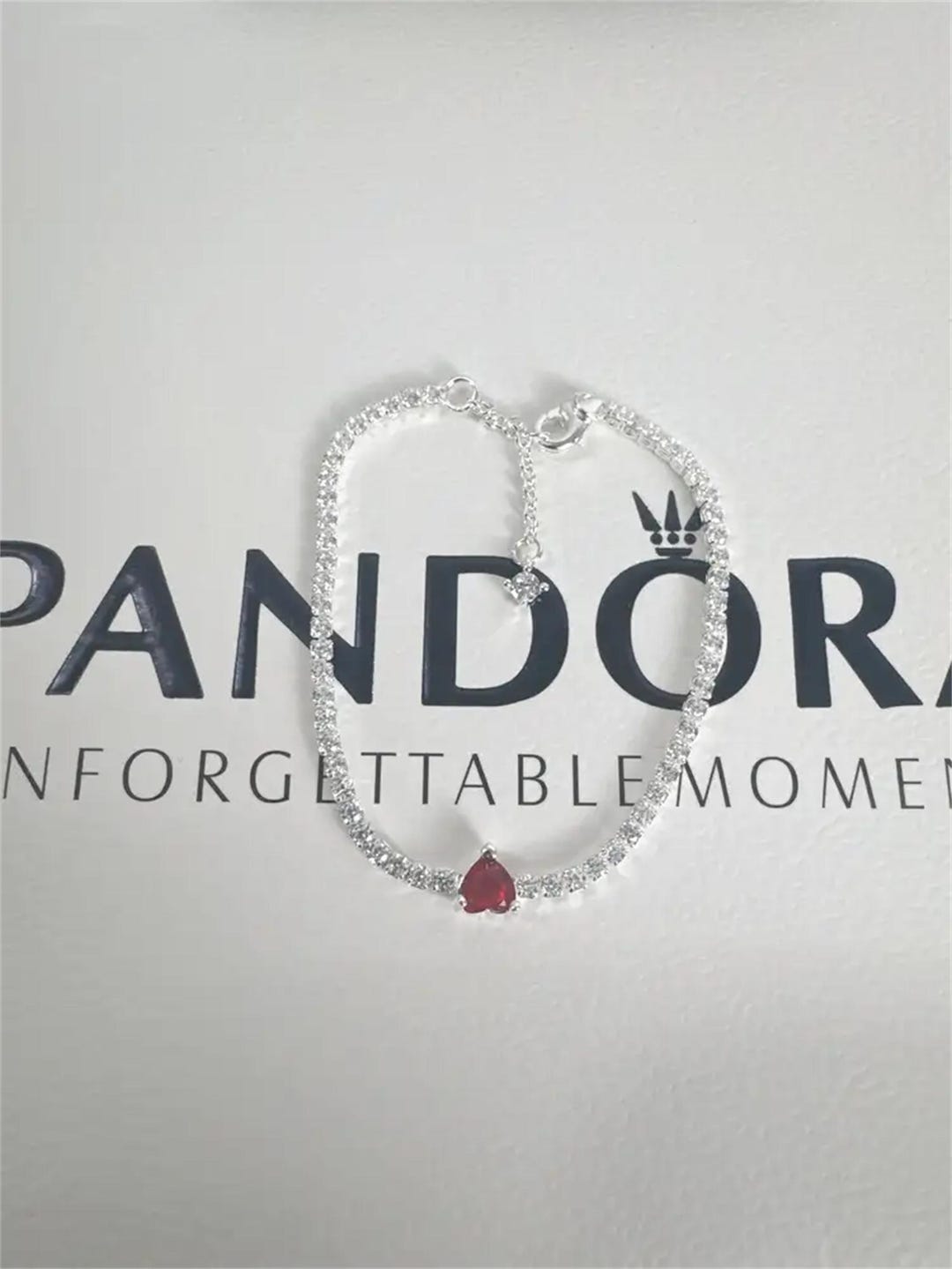 Gift Box Brand New Genuine Pandora Timeless Red Sparkling Heart Tennis ...