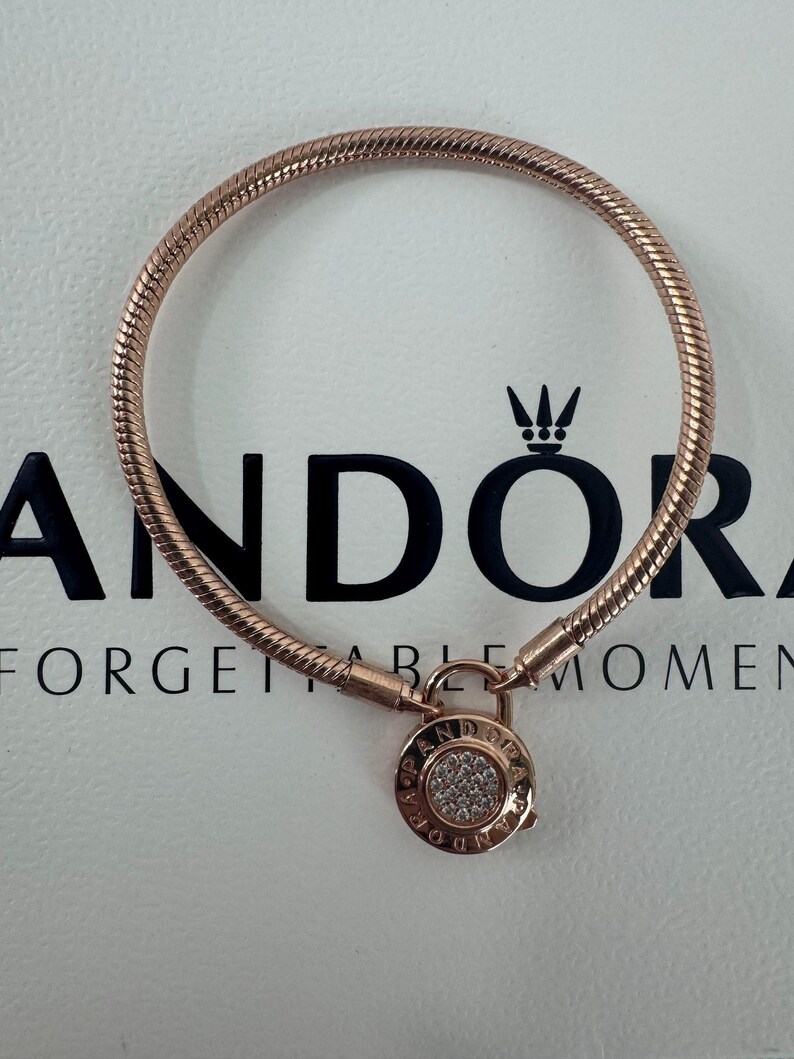 Gift Box Brand New Genuine Pandora Pavé Padlock Clasp Snake Chain ...