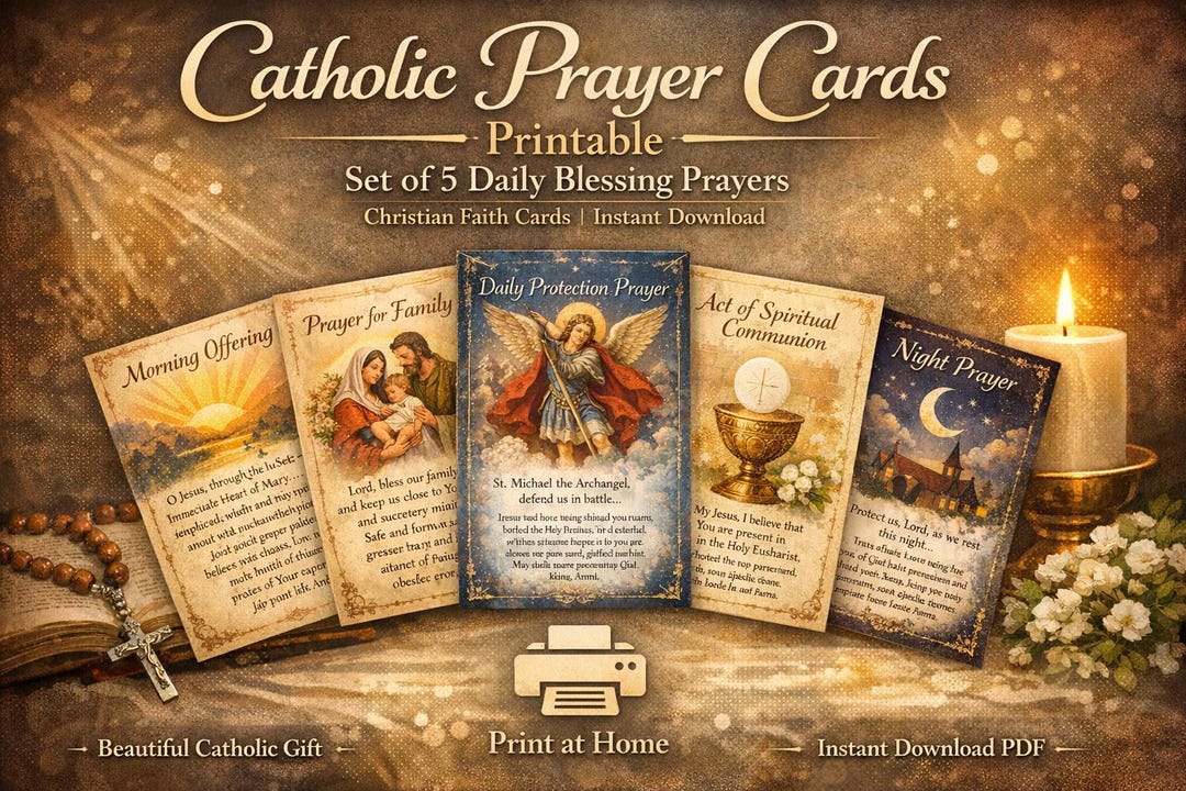 Must-have Catholic Prayer Cards. Set of 5 Printable Faith Cards,daily ...