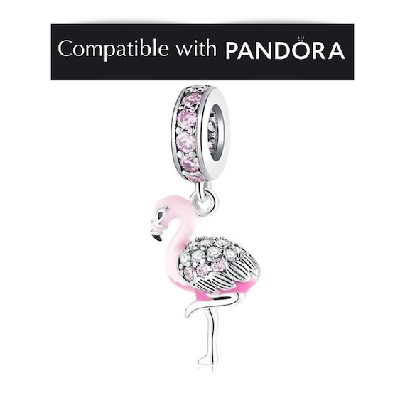 Flamingo charm handcrafted sterling silver charms for pandora bracelet animal charm for charm bracelets