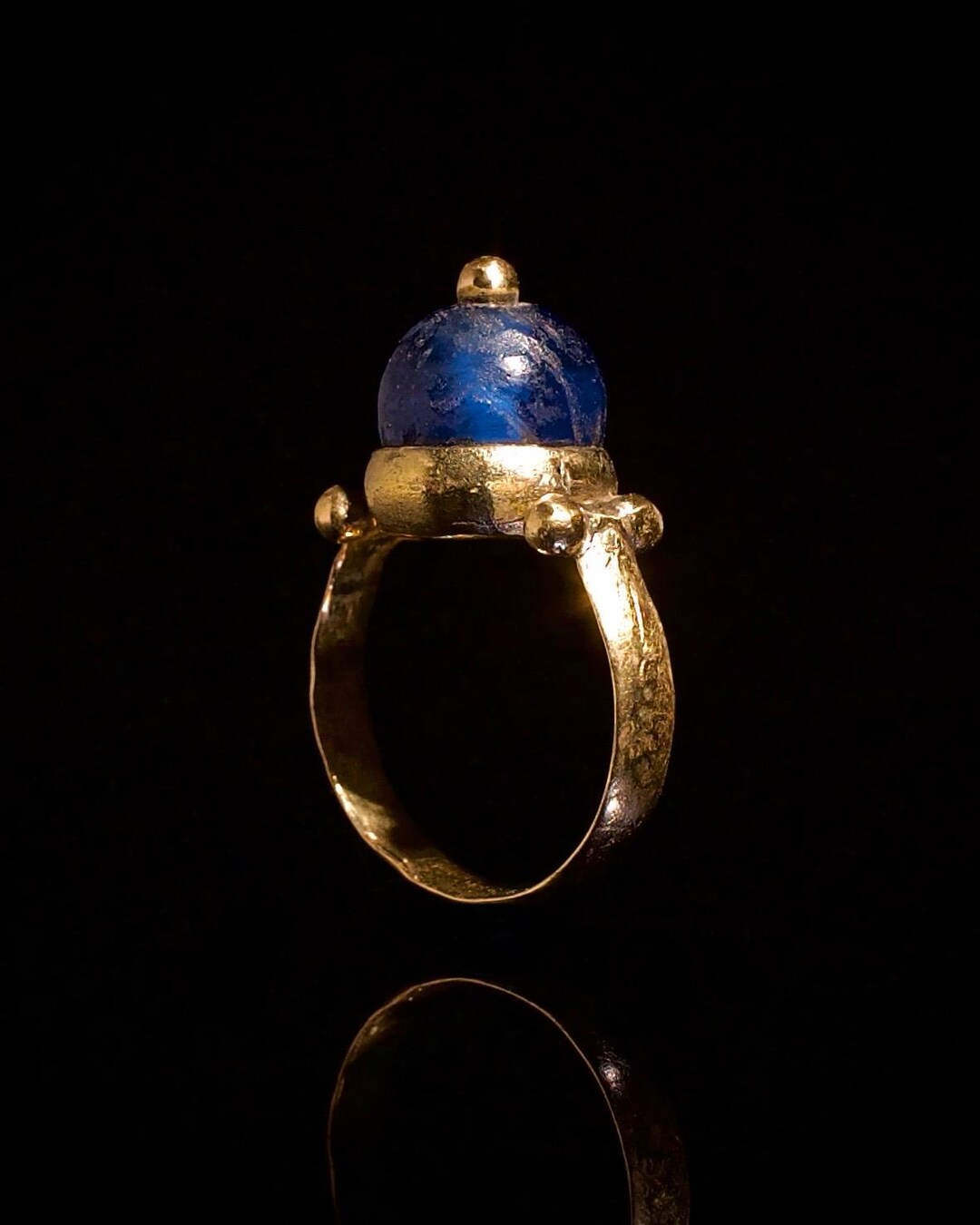 Roman “evil Eye” Ring – Bronze Protective Amulet With Blue Glass Pearl ...