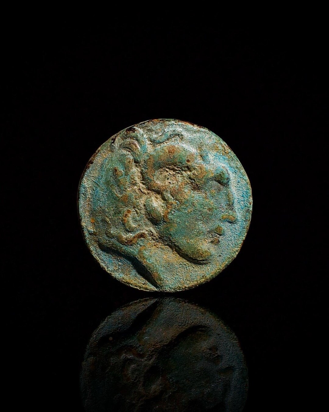 Ancient Greek Coin, Bronze Amulet Depicting the God Zeus With Ram Horns ...