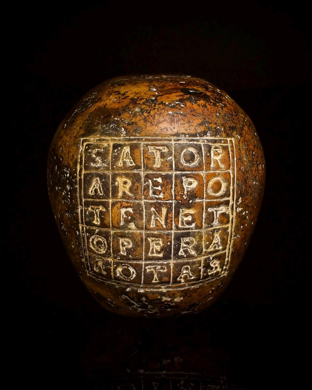 Ancient Esoteric Culture Skull, Hand Carved, Features the Magic SATOR ...