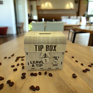 Unique Tip Box Piggy Bank Laser Cut Design - Perfect for Small Business ...