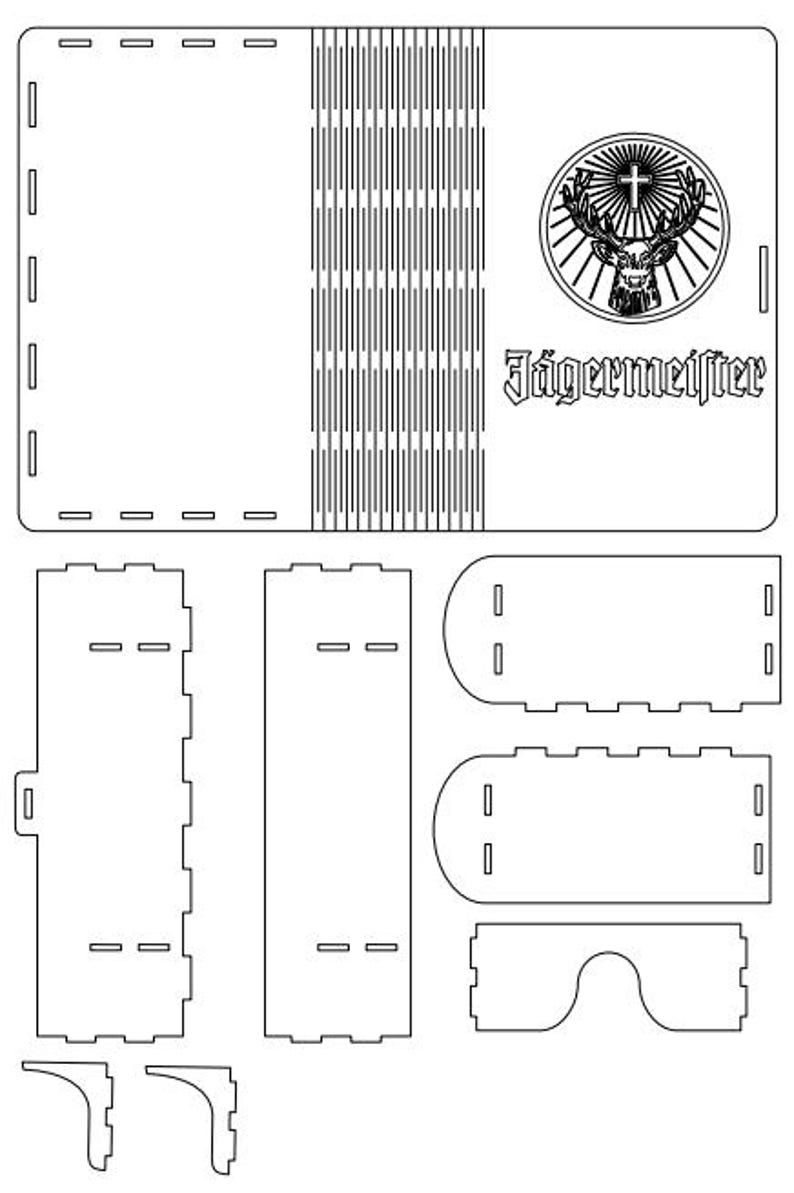 Jagermeister Liquor Box Laser Cut File | Wooden Bottle Gift (svg, Dxf ...