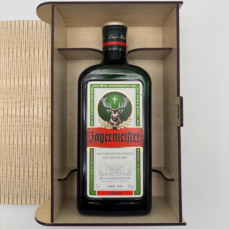 Jagermeister Liquor Box Laser Cut File | Wooden Bottle Gift (svg, Dxf ...