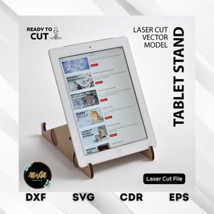 Laser Cut Wooden Tablet Holder: iPad Stand Digital Vector File (SVG ...