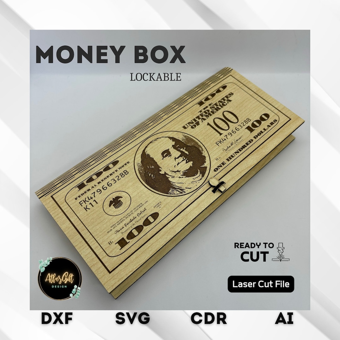 Money Cash Box Piggy Bank Laser Cut Design - Diy Savings Box Kids Bank ...