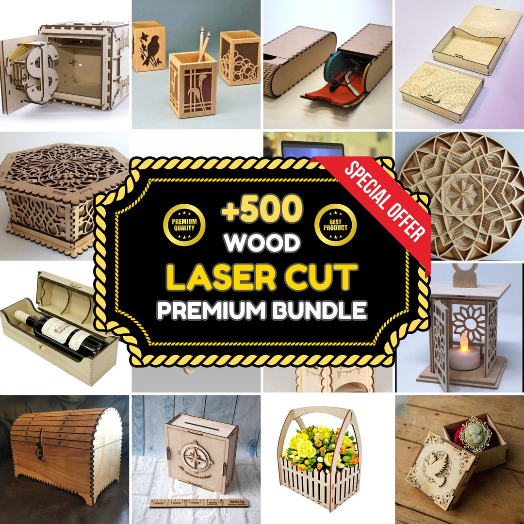 500+ Laser Cut Wood Files: Mega Bundle, Boxes, Stands, Organizers (SVG ...