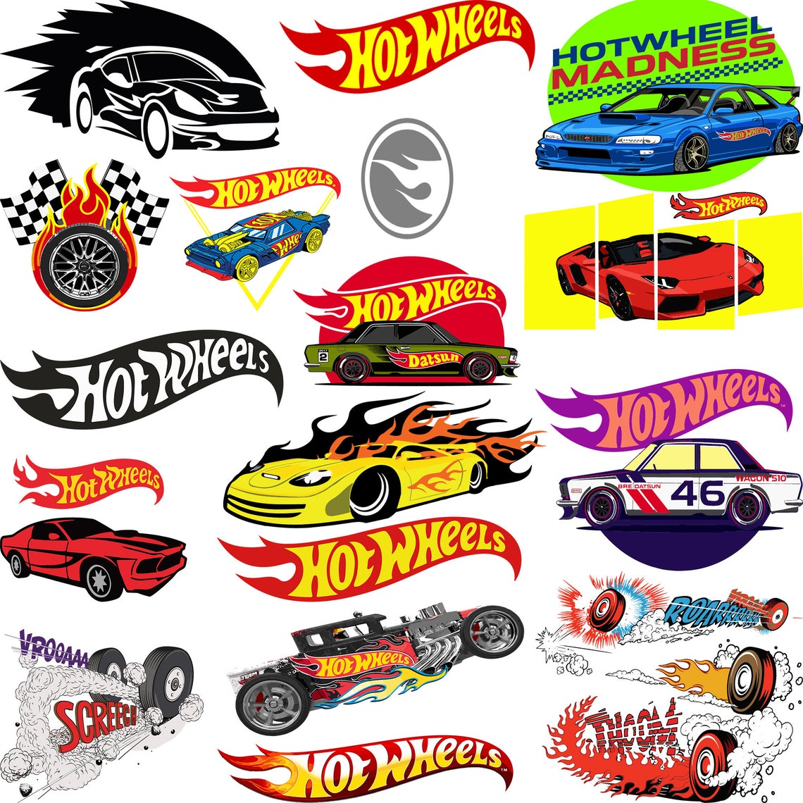 Sticker Hot-wheels svg-png-pdf-eps-dxf, Bundle,svg, Digital Vector File ...
