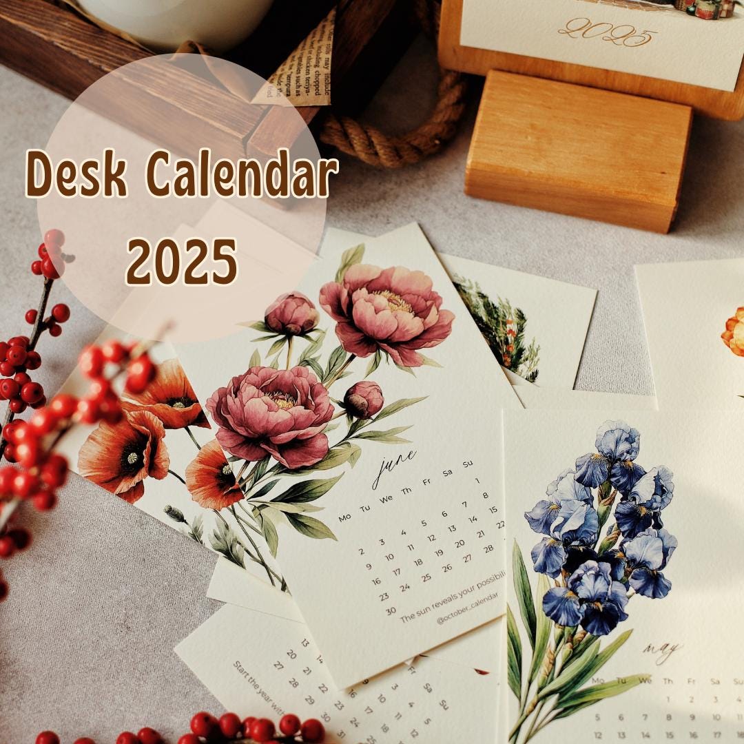 2025 Calendar Wood Stand Birthday Custom Personalized Kitchen Office ...