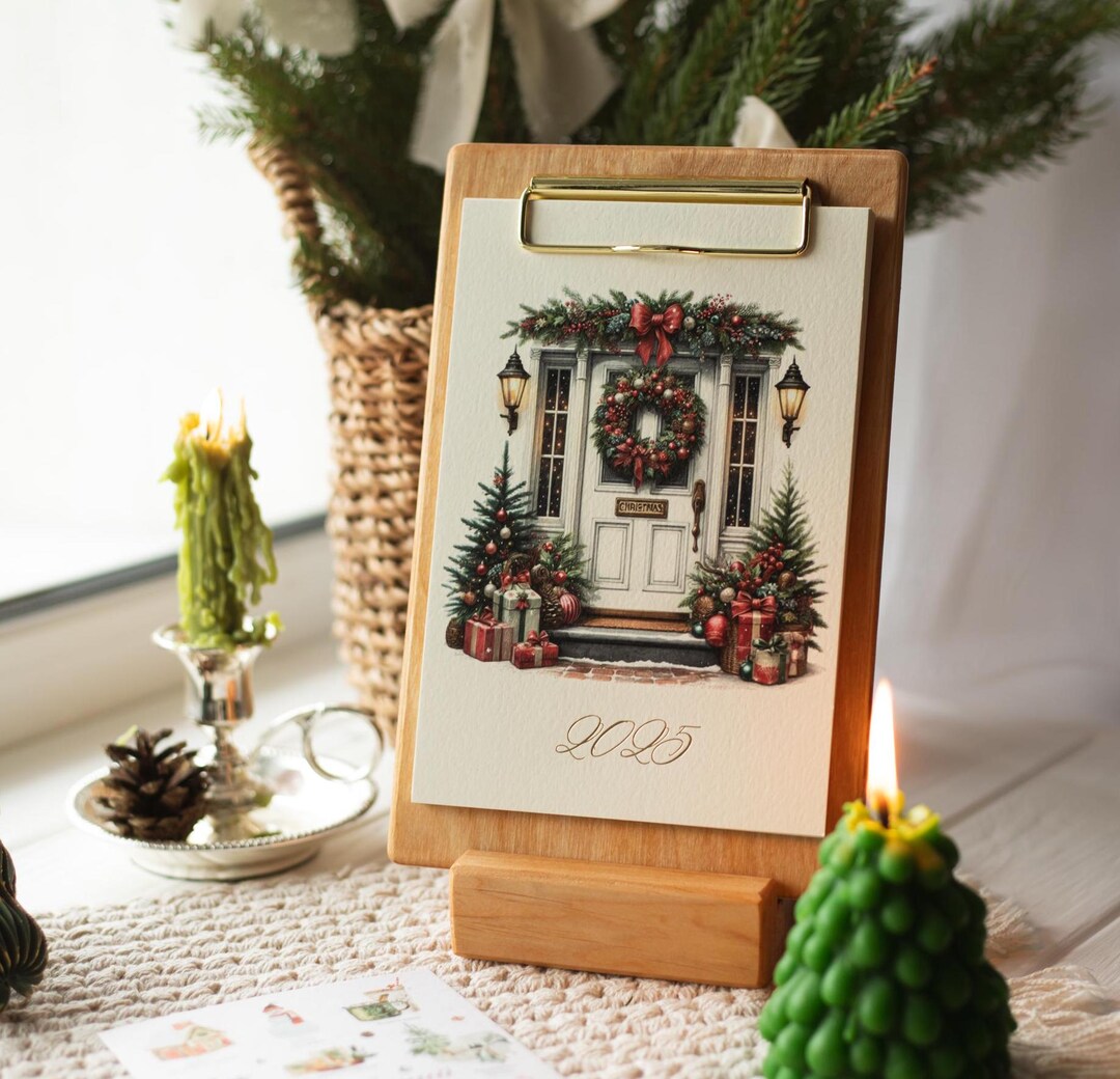 2025 Calendar Wood Stand Xmas New Year Holiday Birthday Custom ...