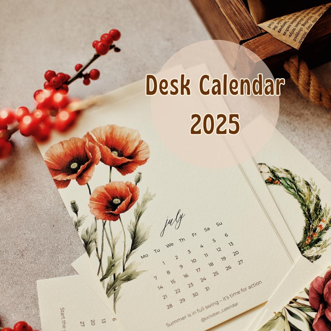 2025 Calendar Wood Stand Birthday Custom Personalized Kitchen Office ...