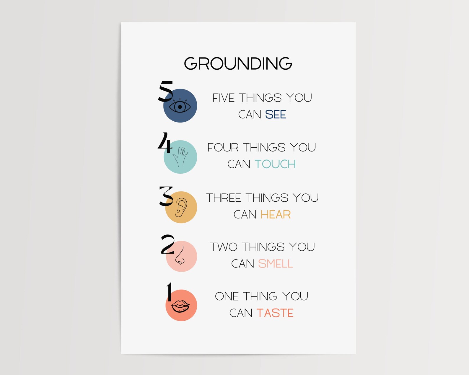 Grounding Technique Poster - 5 Senses Grounding Exercise, Coping Skills ...