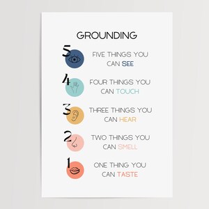 Grounding Technique Poster - 5 Senses Grounding Exercise, Coping Skills ...