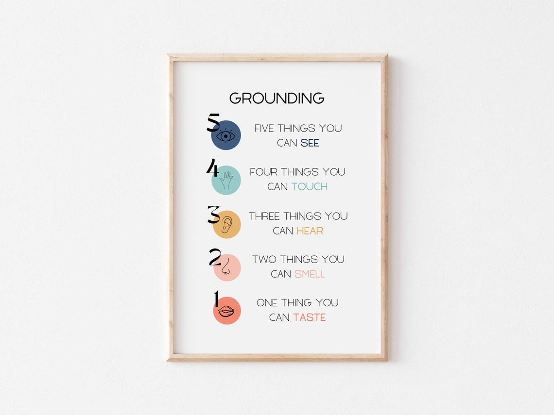 Grounding Technique Poster - 5 Senses Grounding Exercise, Coping Skills ...