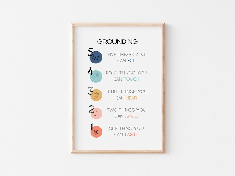 Grounding Technique Poster - 5 Senses Grounding Exercise, Coping Skills ...