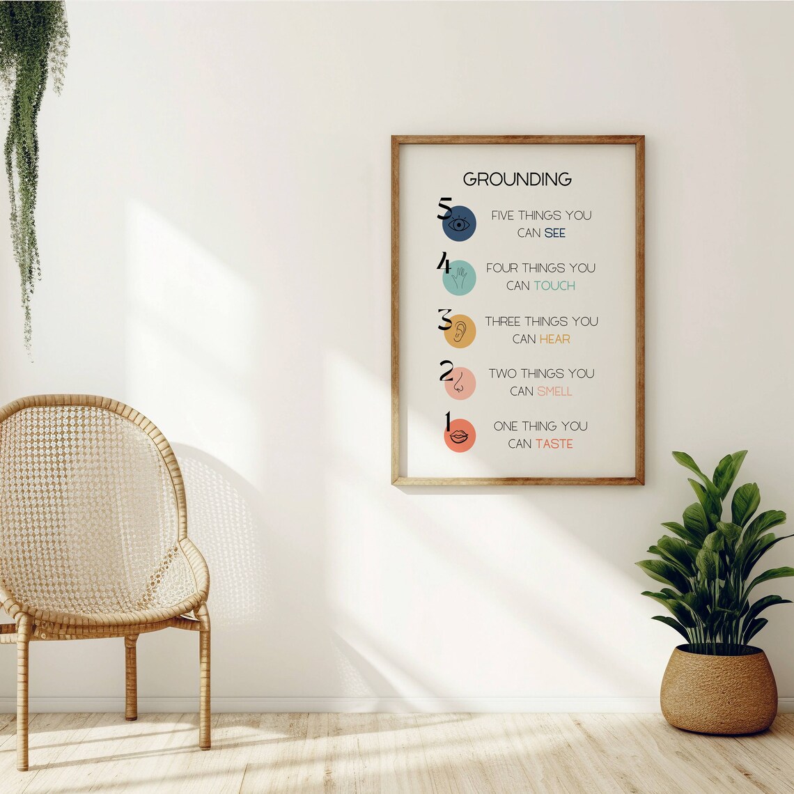 Grounding Technique Poster - 5 Senses Grounding Exercise, Coping Skills ...