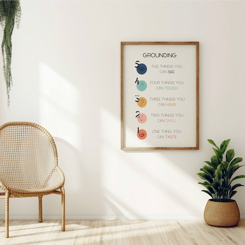 Grounding Technique Poster - 5 Senses Grounding Exercise, Coping Skills ...