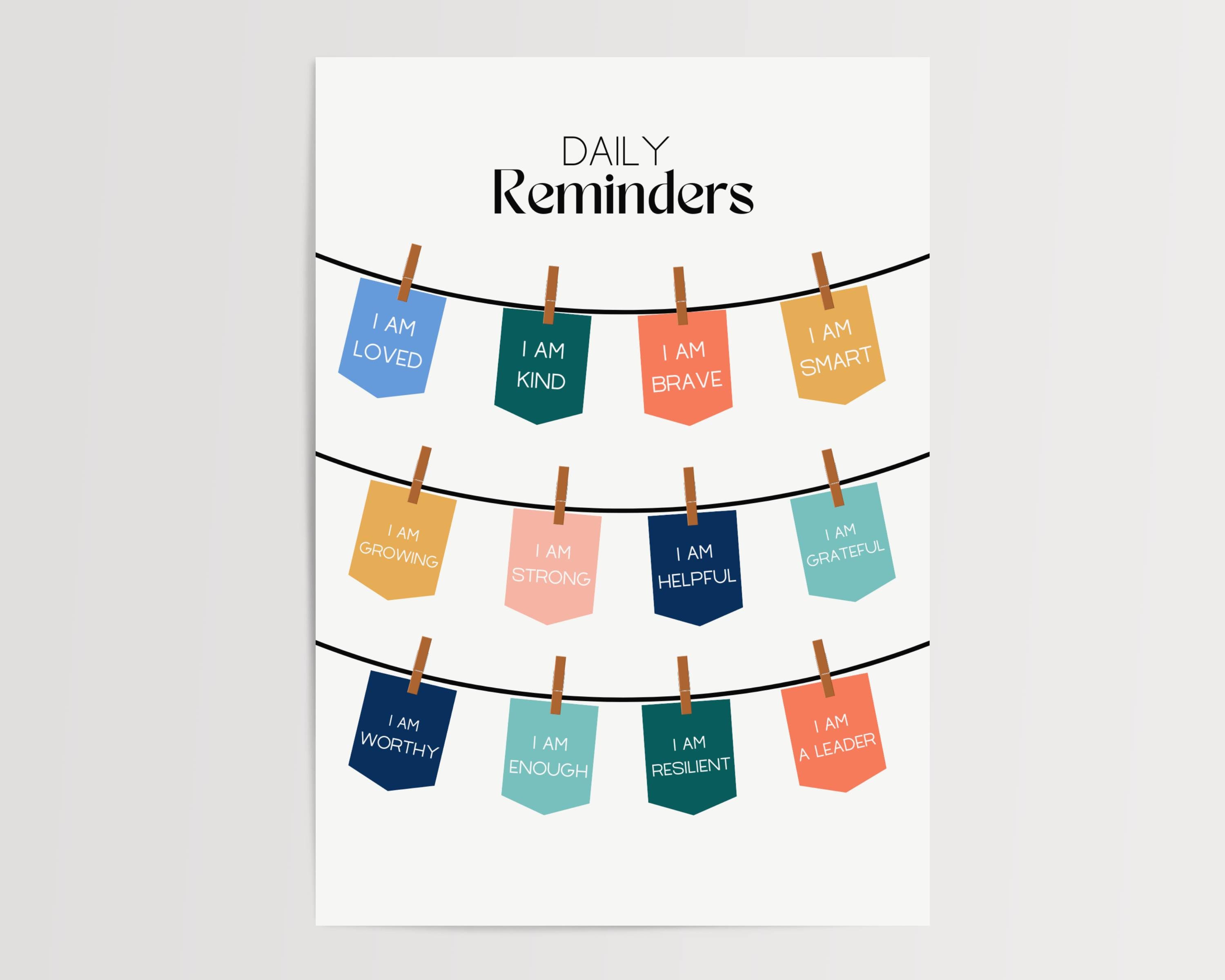 Daily Reminders - Positive Affirmations for Kids, Growth Mindset ...