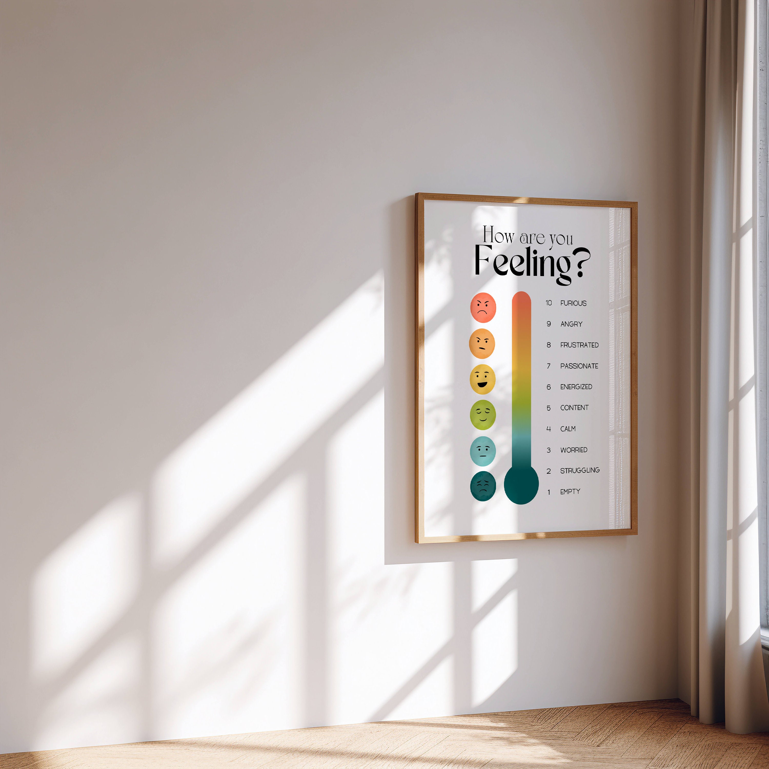 Feelings Thermometer Print - Emotional Self-regulation, Mood Meter ...