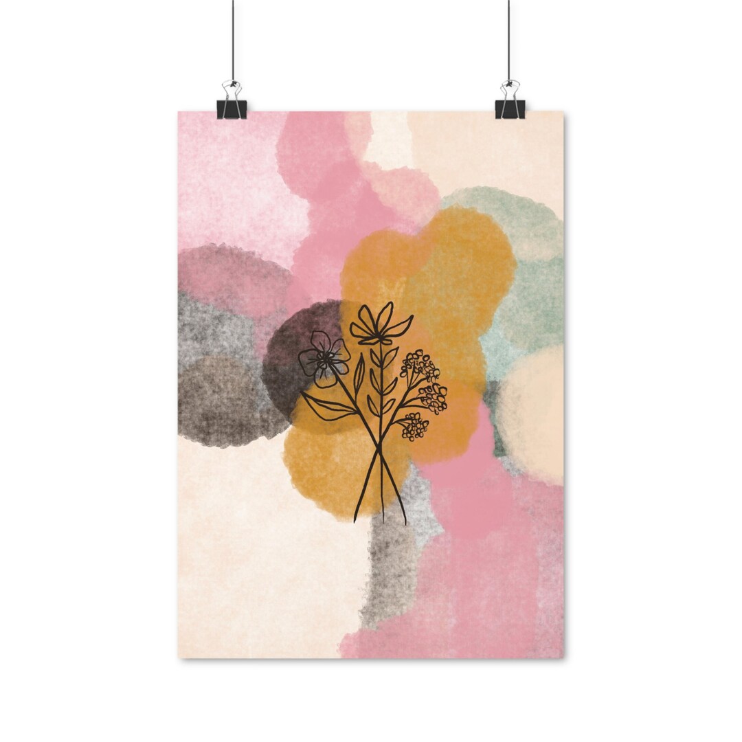 Line Art Flowers and Pastels Poster - Etsy