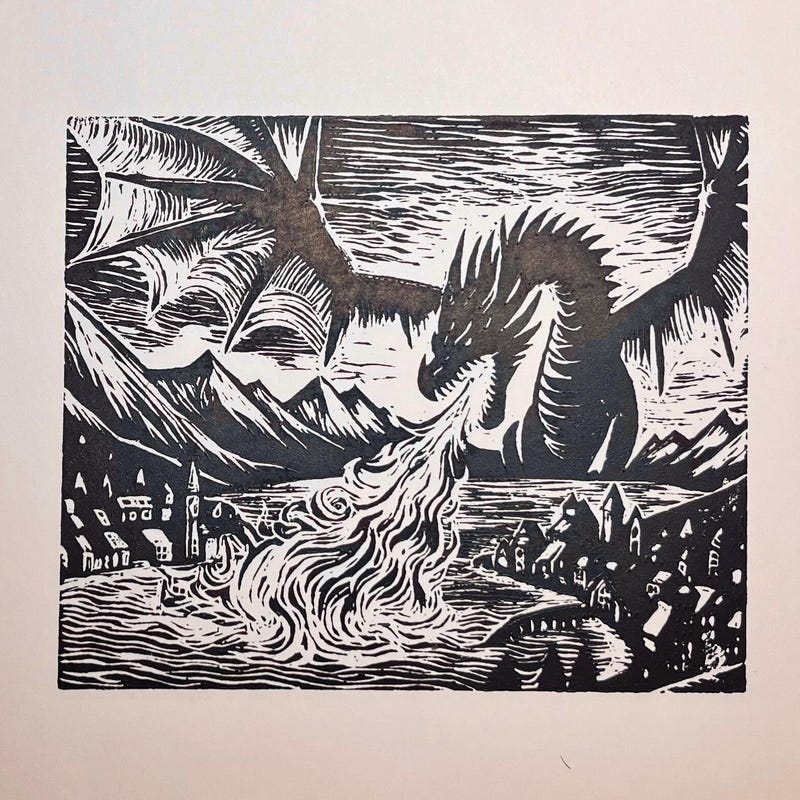 Linocut People Print - Etsy