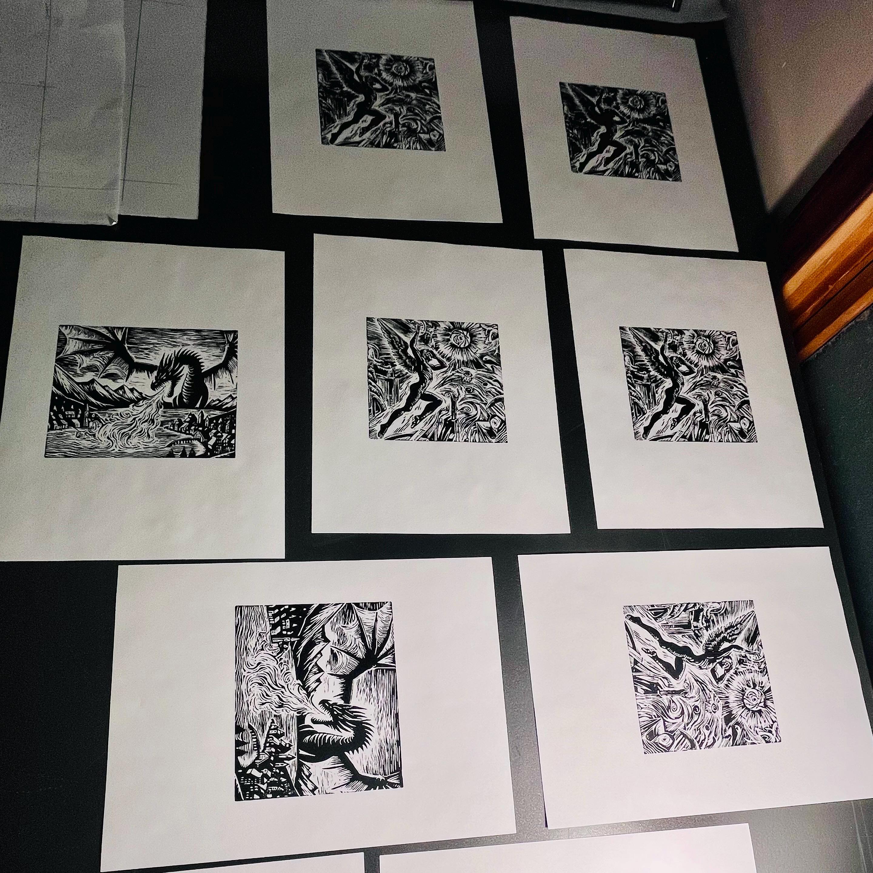 Original Linocut Print, “icarus” - Etsy