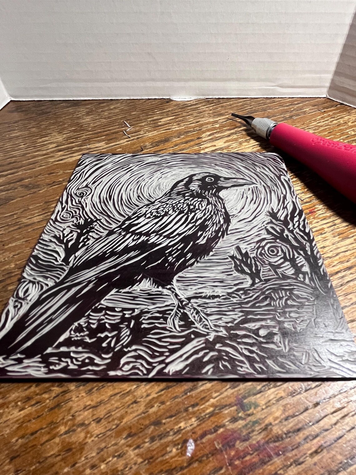 Original Linocut Print, ‘crow’ - Etsy