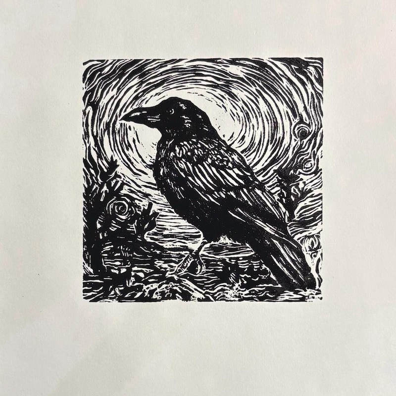 Crow Linocuts - Etsy