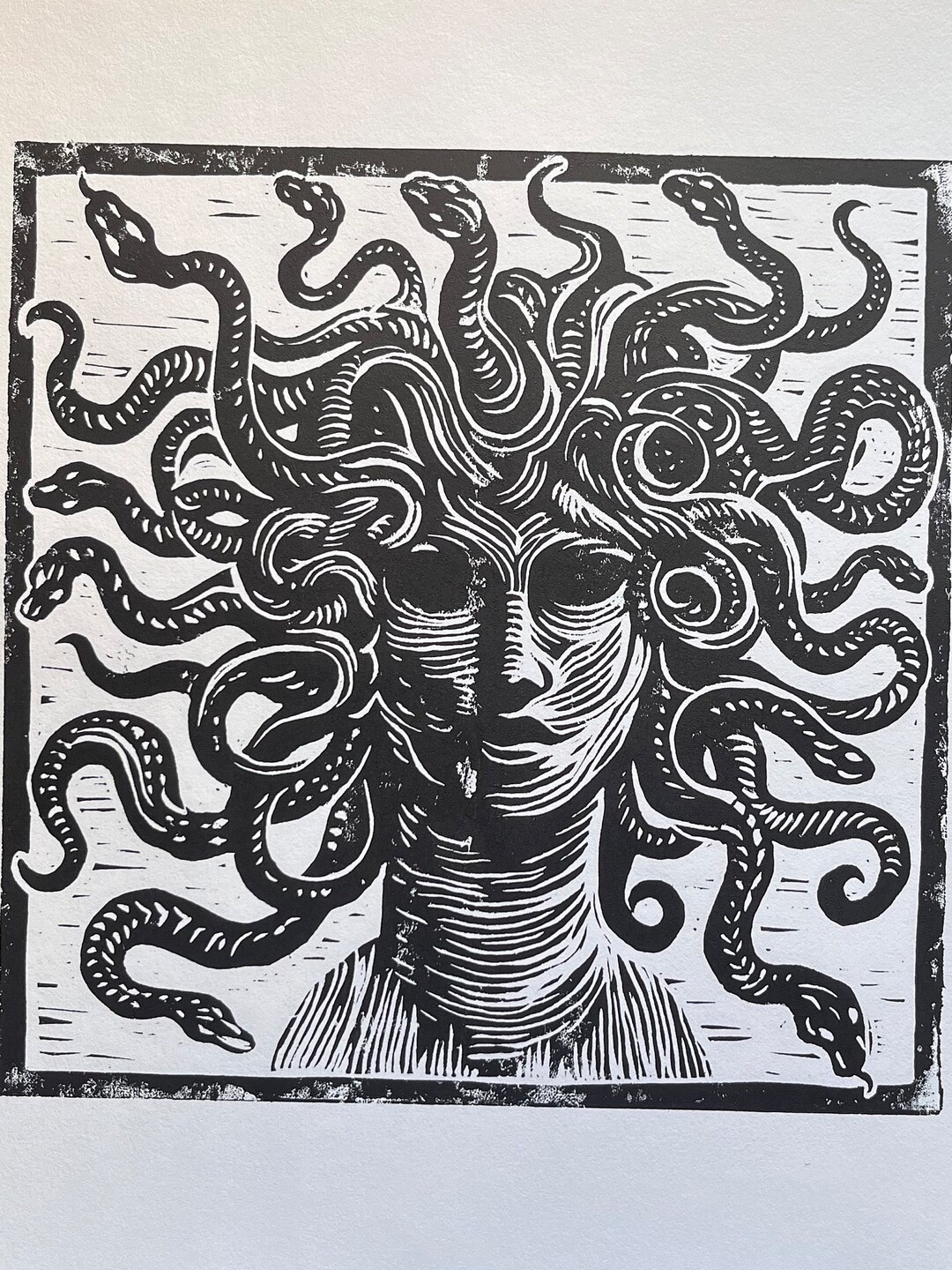 Original Linocut Print, “medusa” - Etsy