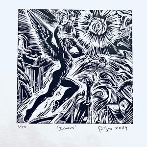 Original Linocut Print, “icarus” - Etsy