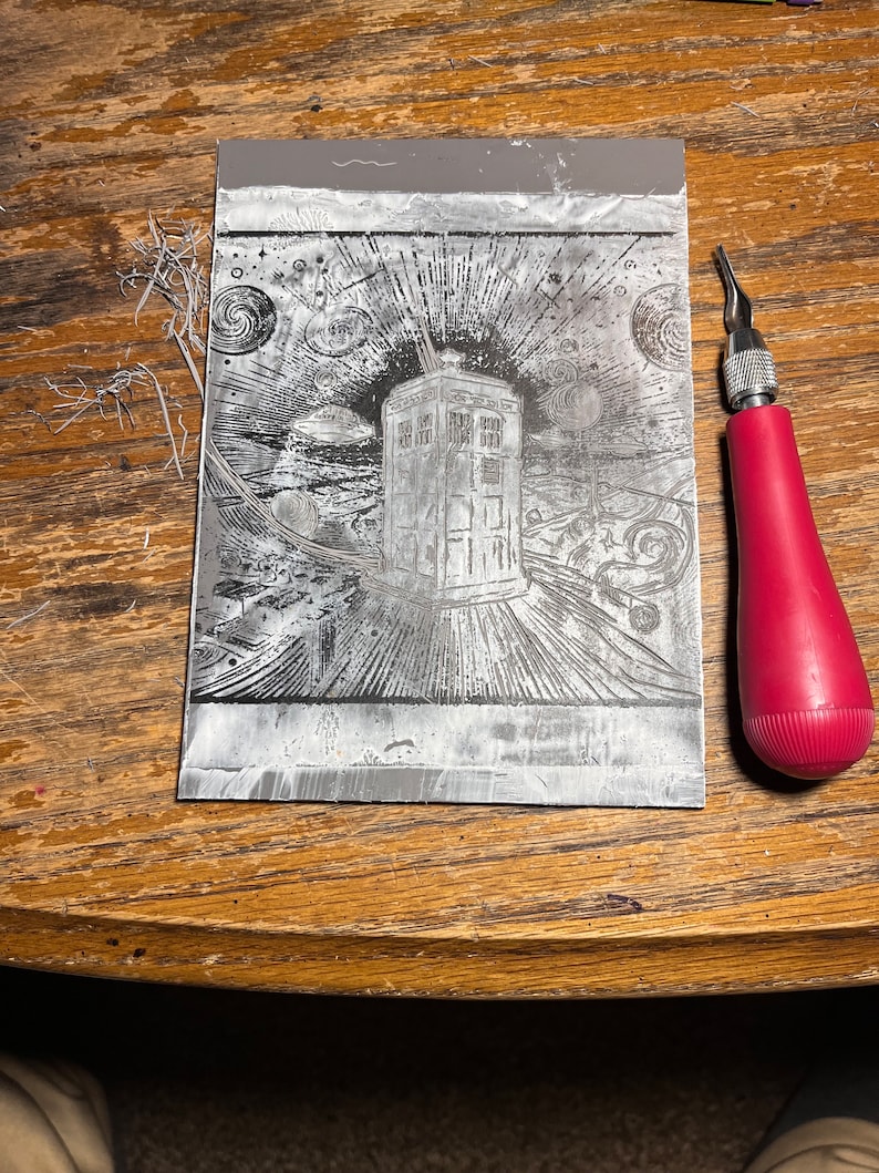 Original Linocut Print, “TARDIS” - Etsy