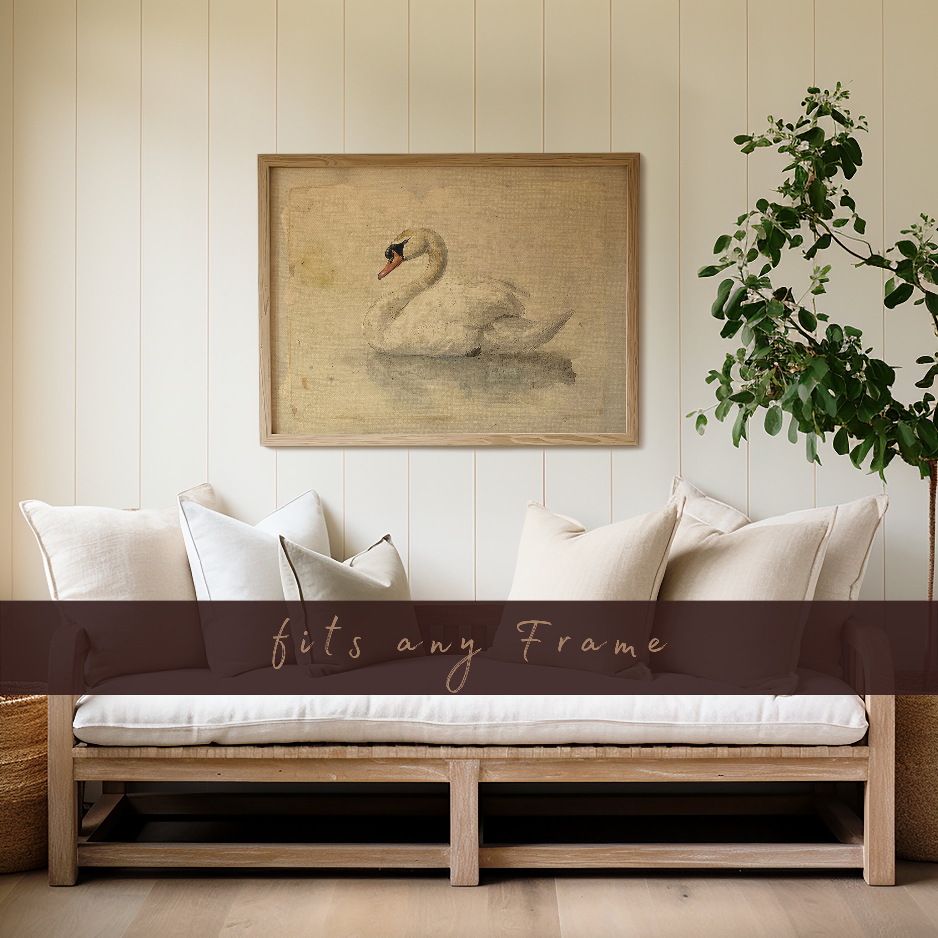 Elegant Vintage Swan Print, Printable Swan Artwork, Antique French ...