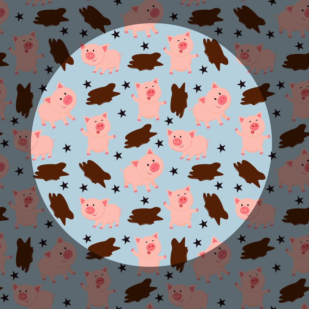 Pigs in the Mud, Seamless File, Repeating Pattern, Fabric Printing ...