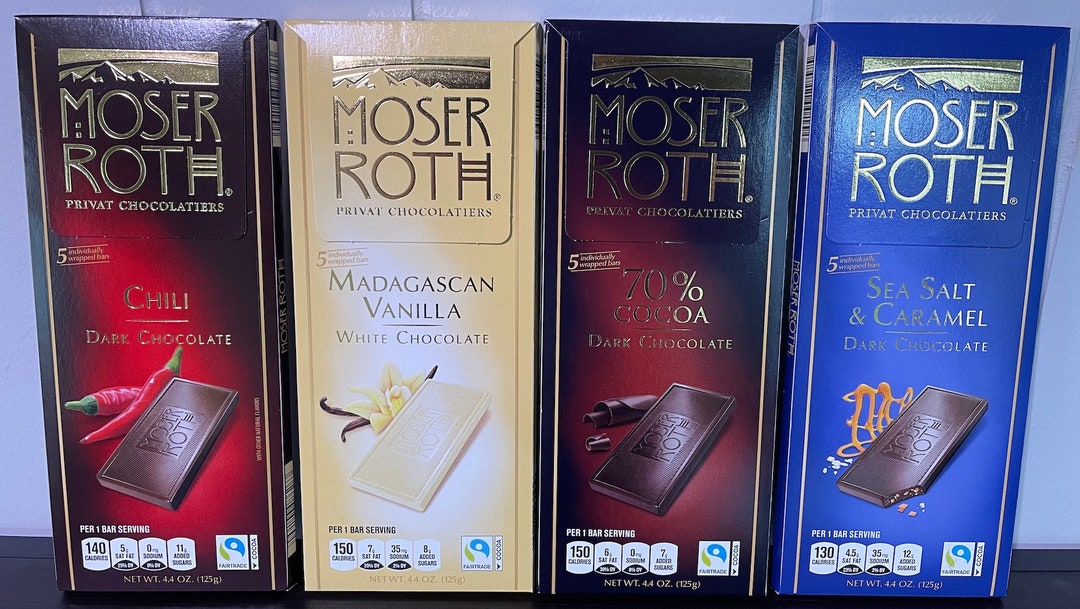 German Chocolate Moser Roth Chocolate Bars 4 Pack: White Madagascan ...