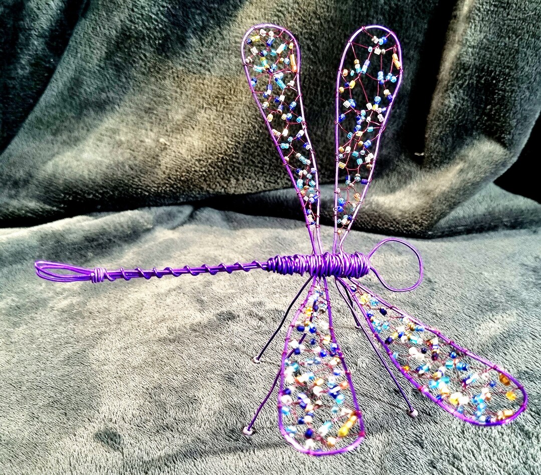 Dragonfly--purple (wire & Bead) - Etsy