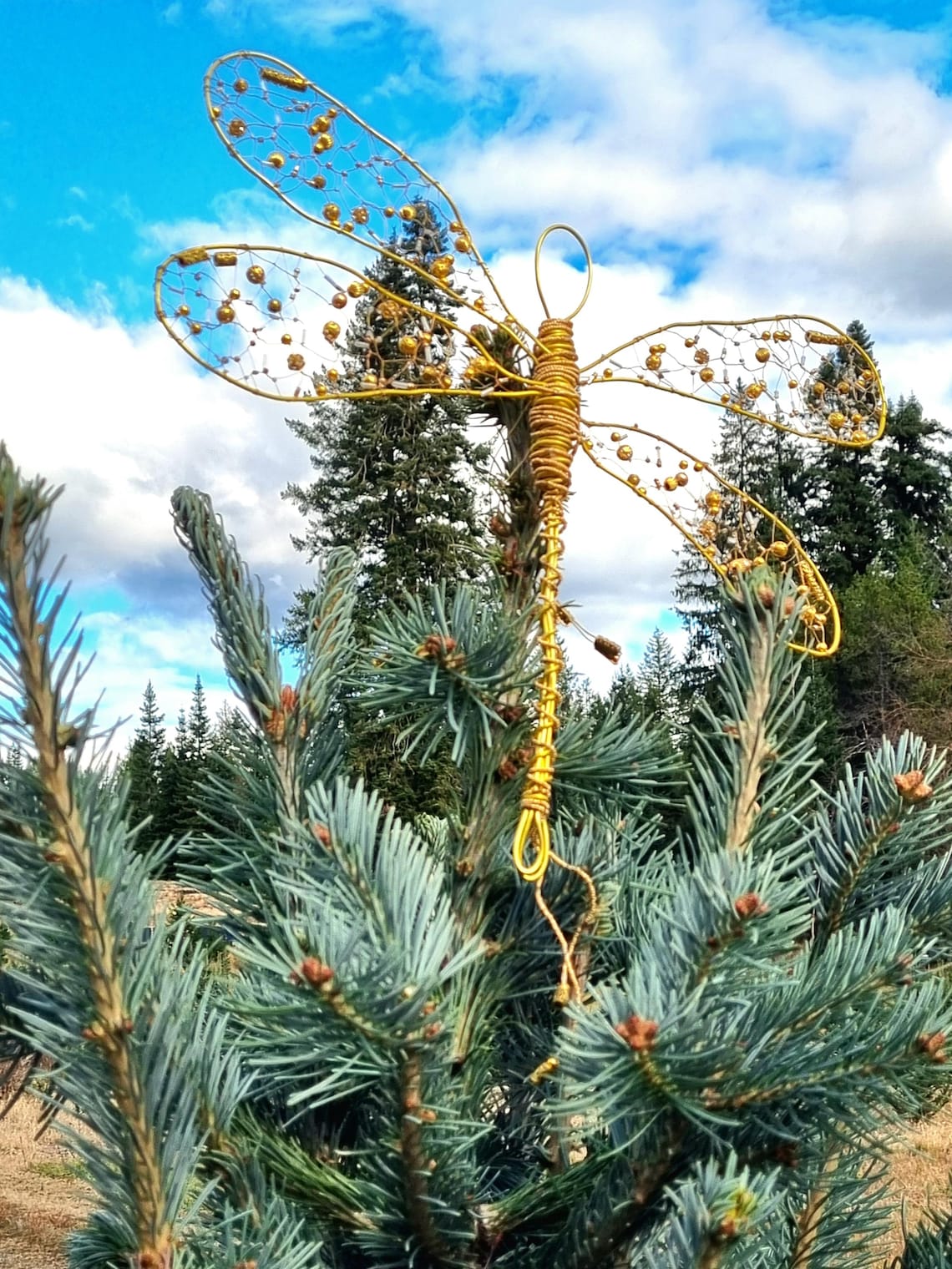 Dragonfly Christmas Tree Topper (wire & Bead) - Etsy