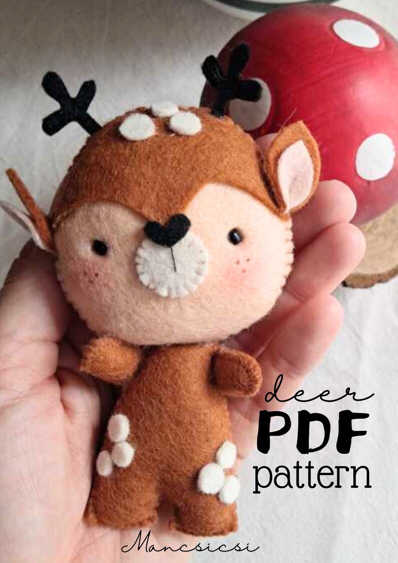 PDF Pattern Deer, Sewing Pattern, Felt Woodland Animals, Hand-sewing ...