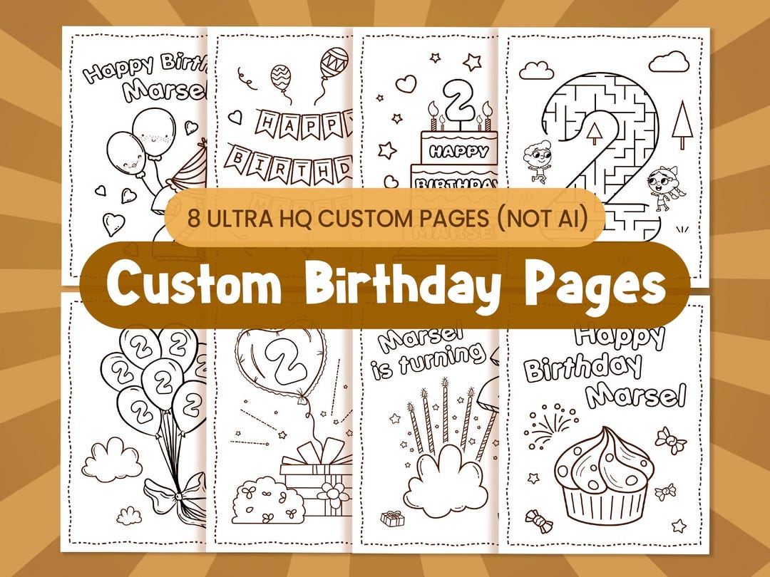 Personalized Birthday Coloring Pages for Kids – Custom Name & Age ...