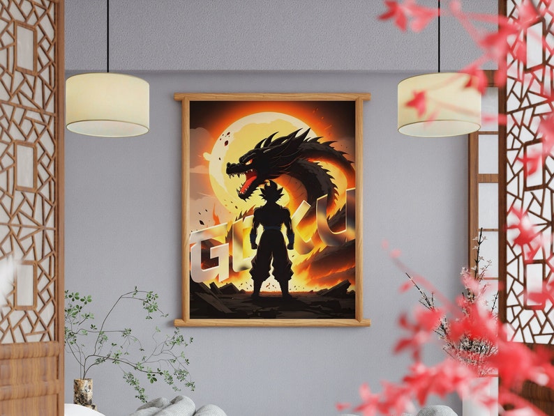 Dragon Fan Wallart Digital Printable, Anime Canvas for Animeart, Manga ...