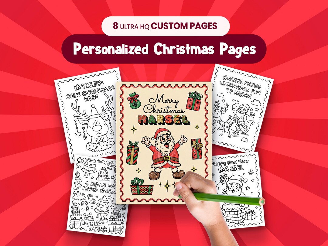 Personalized Unique Christmas Coloring Book, Winter Coloring Pages for ...