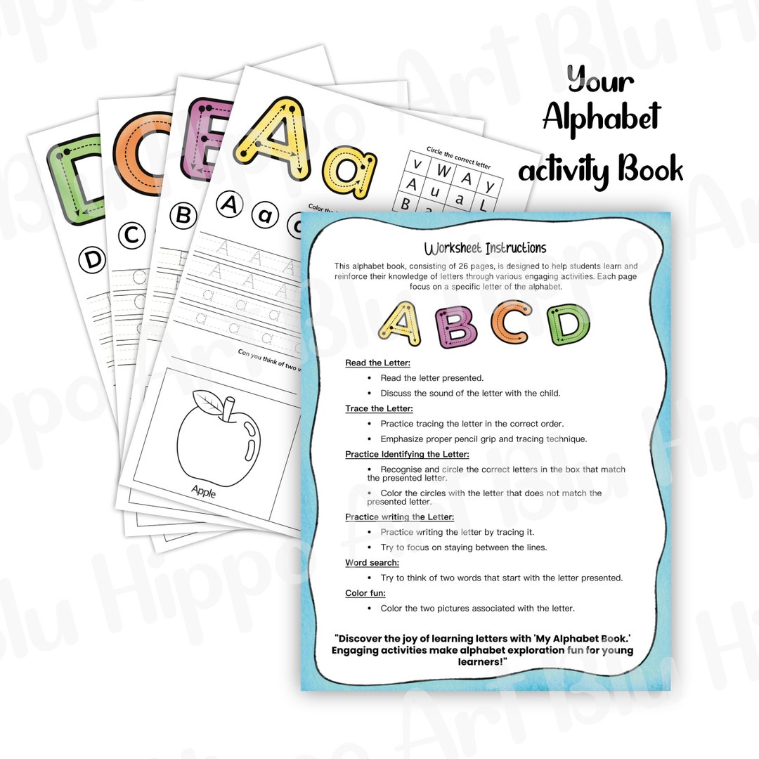 Alphabet Learning Fun Activity Book Practice Alphabet Learn - Etsy