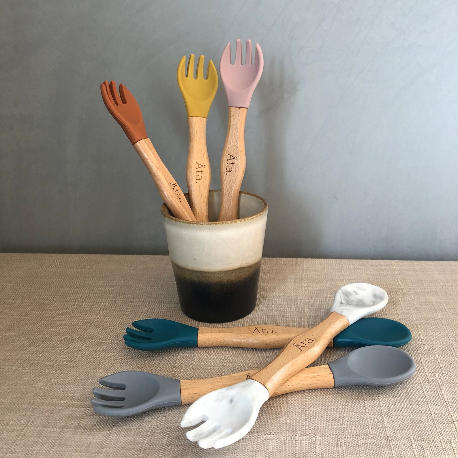 Silicone Sporks With Wooden Easy Grip Middle - Etsy