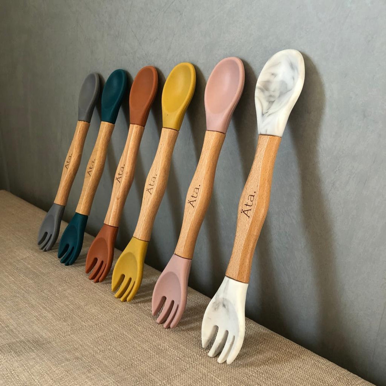 Silicone Sporks With Wooden Easy Grip Middle - Etsy