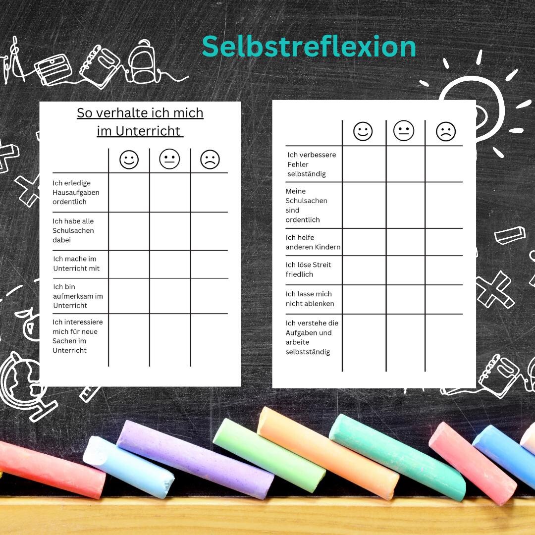 Self-reflection School PDF File Preschool Kindergarten Smiley Immediate ...