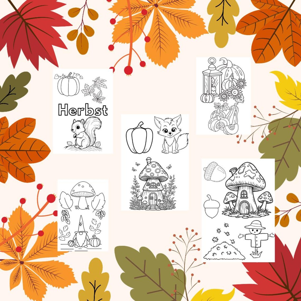Autumn Coloring Pages | Autumn | Pdf File | Color in | Coloring Book ...