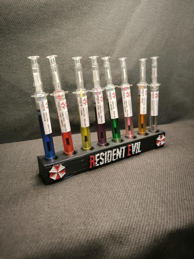 Resident Evil Display With 8 Syringe Pens. PAINT IN COLOR! - Etsy
