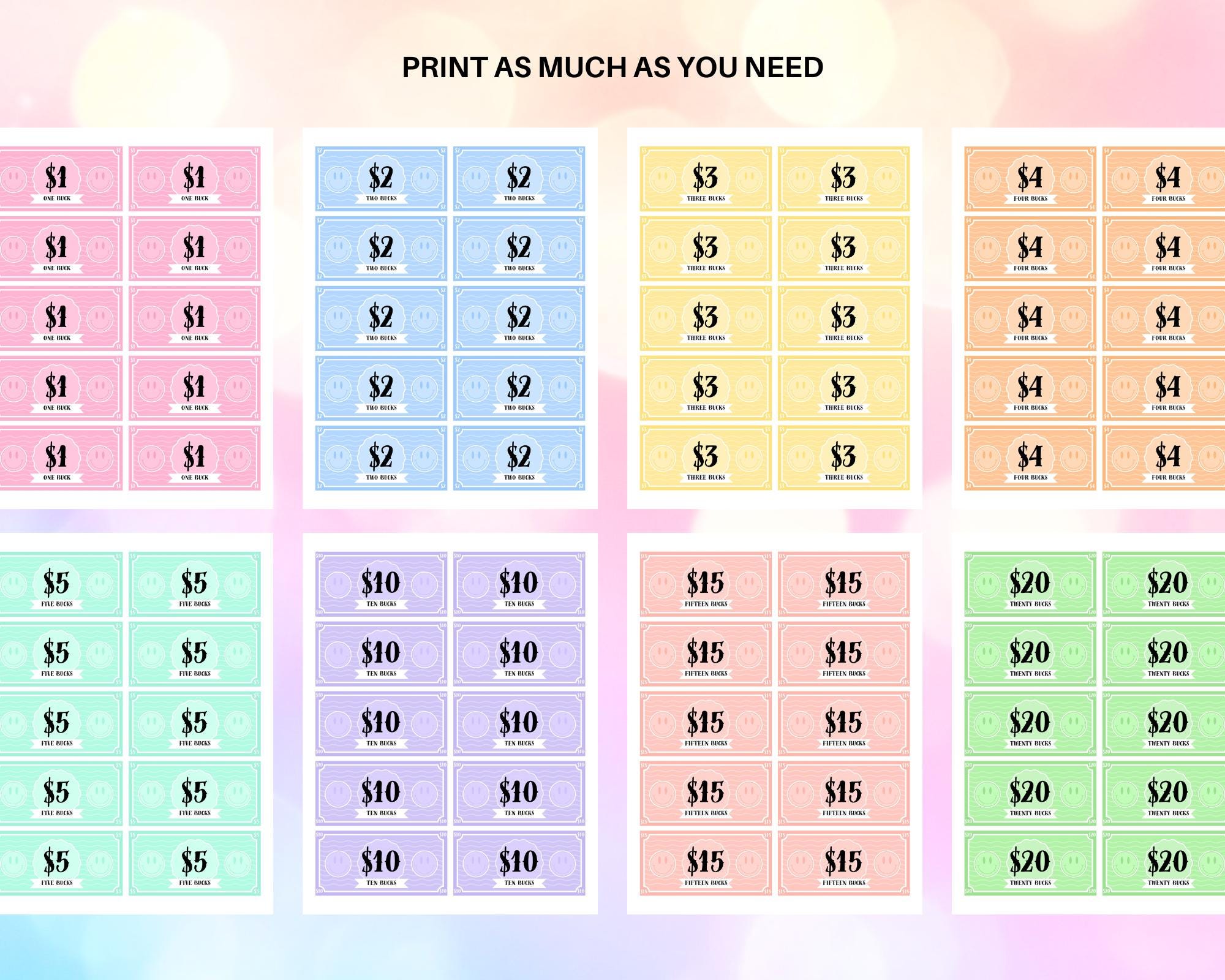 Chore Bucks, Kids Reward Bucks Printable, Kids Reward Coupons, Mom ...