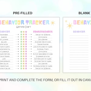 Children Behavior Chart, Consequences Chart, Behavior Reward Chart for ...